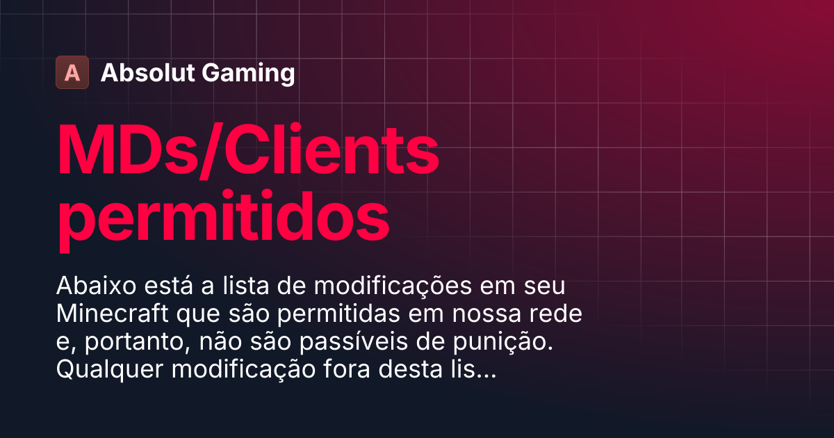 MDs/Clients permitidos | Absolut Gaming